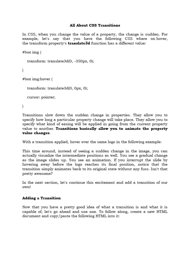 Css Transitions Missing Chapter Pdf Function Mathematics Computing