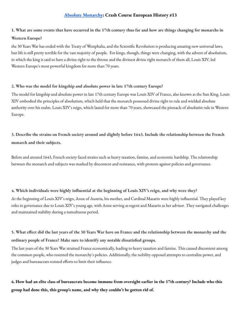 _CCEH #13 Absolute Monarchy | PDF | Mercantilism | Absolute Monarchy