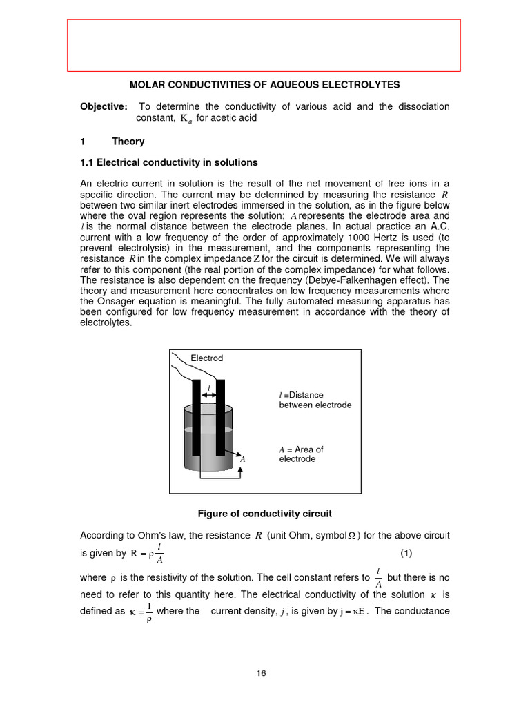 Molar Conductivities of Electrolytes | PDF | Electrolyte | Dissociation ...