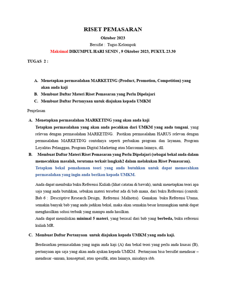Tugas Riset Pemasaran UMKM | PDF | Karier & Perkembangan | Seni