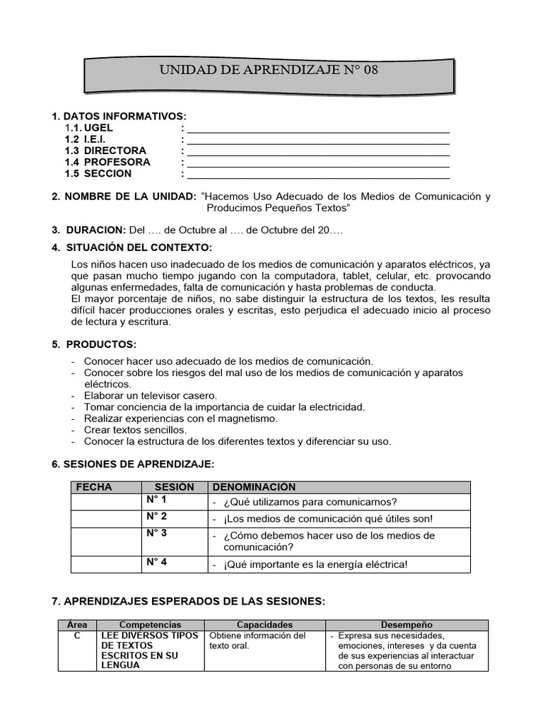 Unidad de Aprendizaje Del Mes de Octubre | PDF | Comunicación | Aprendizaje