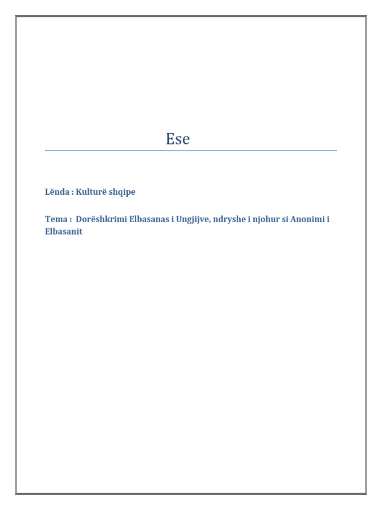 Anonimi I Elbasanit - Ese - Kulture - Shqipe | PDF