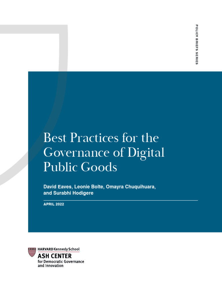 Best Practices For The Governance of Digital Public Goods | PDF ...
