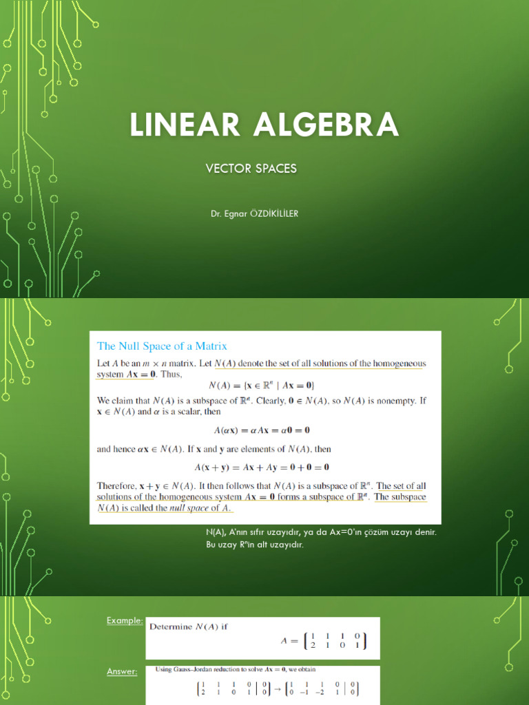 Linear Algebra VectorSpaces2 | PDF | Vector Space | Equations
