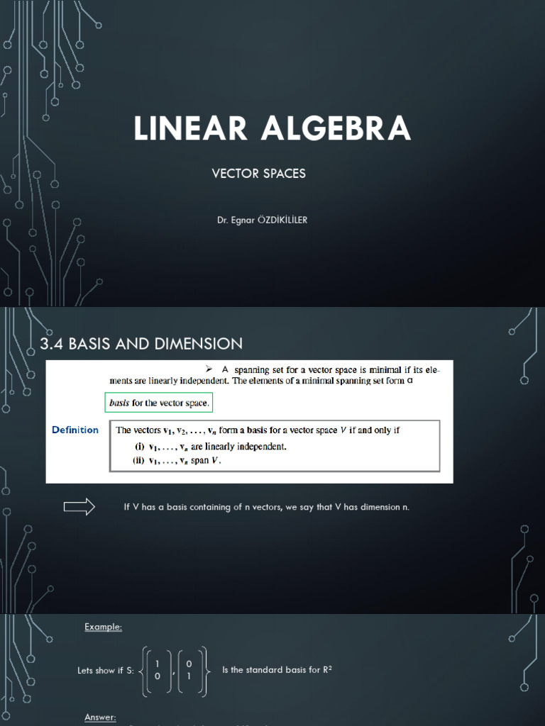 Linear Algebra VectorSpaces3 | PDF | Basis (Linear Algebra) | System Of Linear Equations