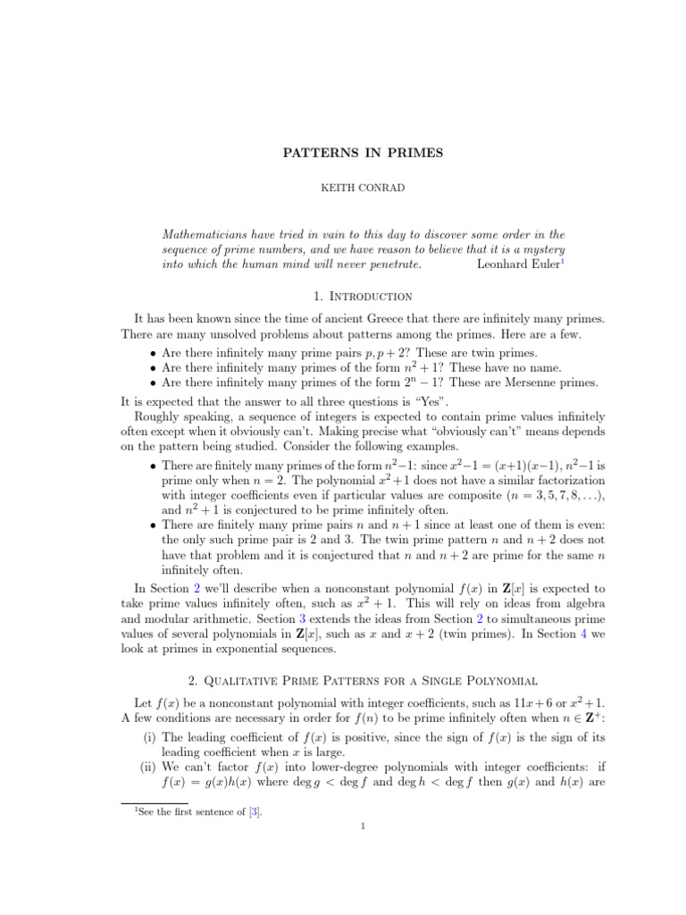 Prime Patterns 1 | Download Free PDF | Prime Number | Factorization