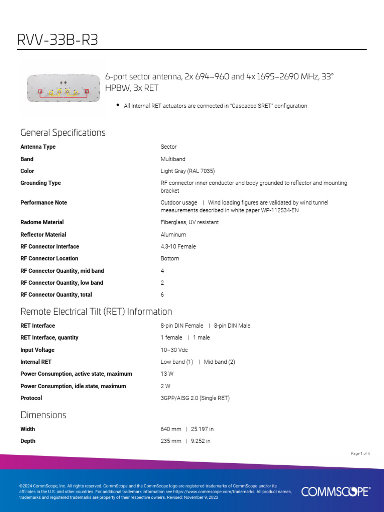 RVV-33B-R3 Product Specifications | PDF | Antenna (Radio ...