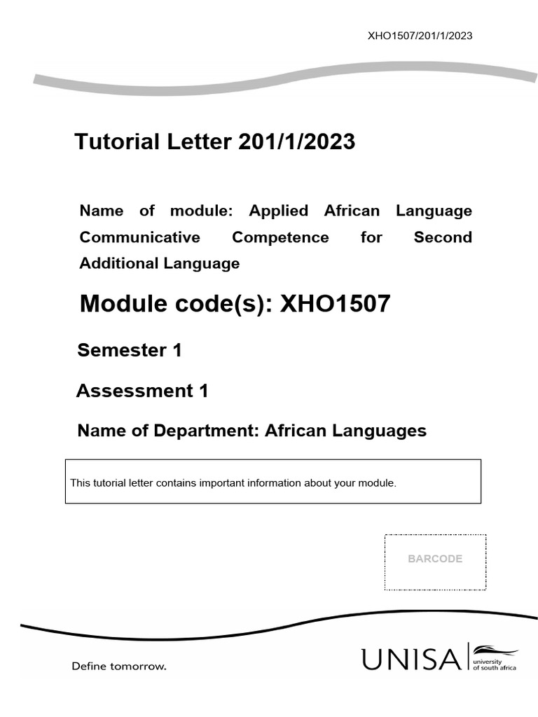 XHO1507 Assessment 1 Overview | PDF | Multiple Choice | Human Communication