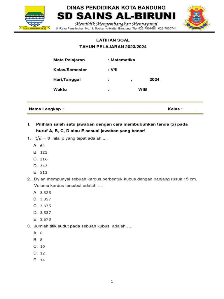 Latihan Soal - MTK | PDF | Metode & Bahan Ajar