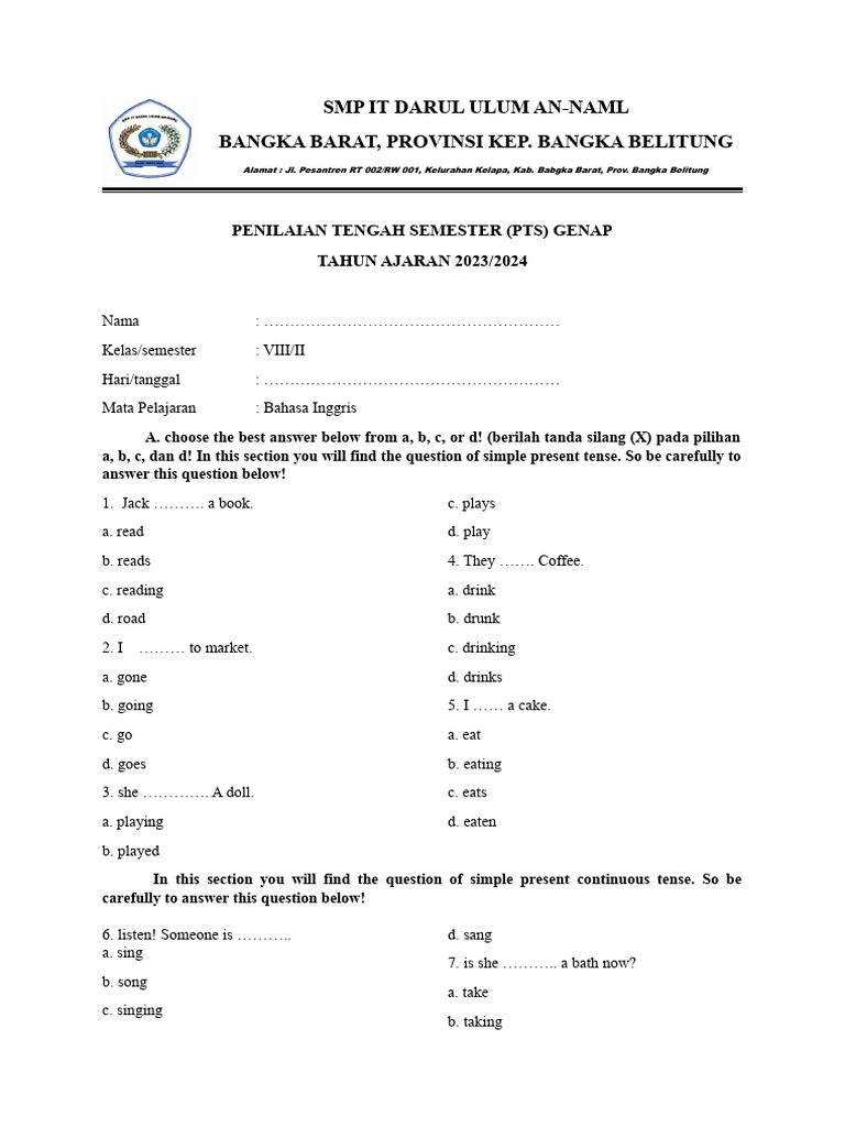 soal PTS genap | PDF