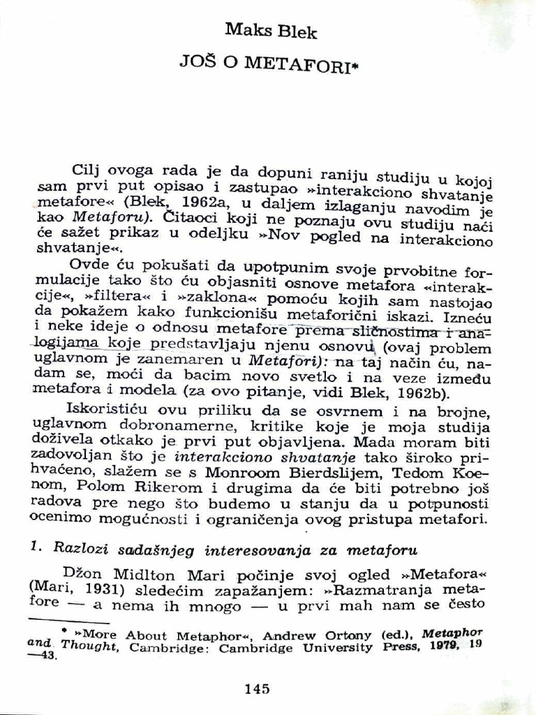 02b M. Blek, Još O Metafori | PDF
