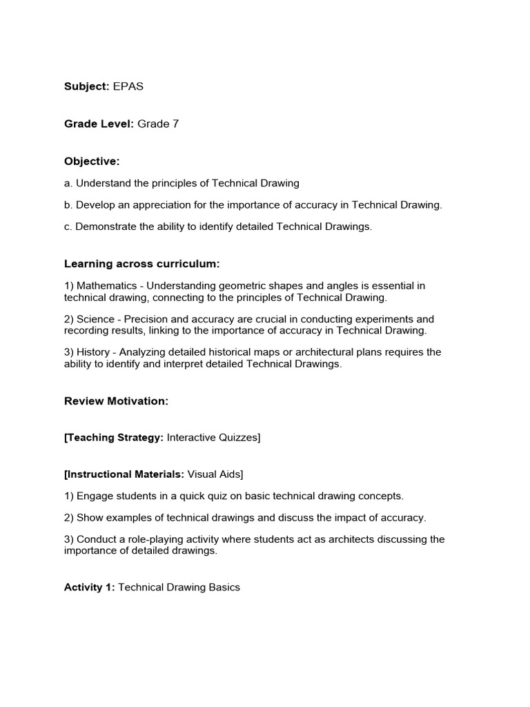 Lesson Plan | PDF | Technical Drawing | Drawing