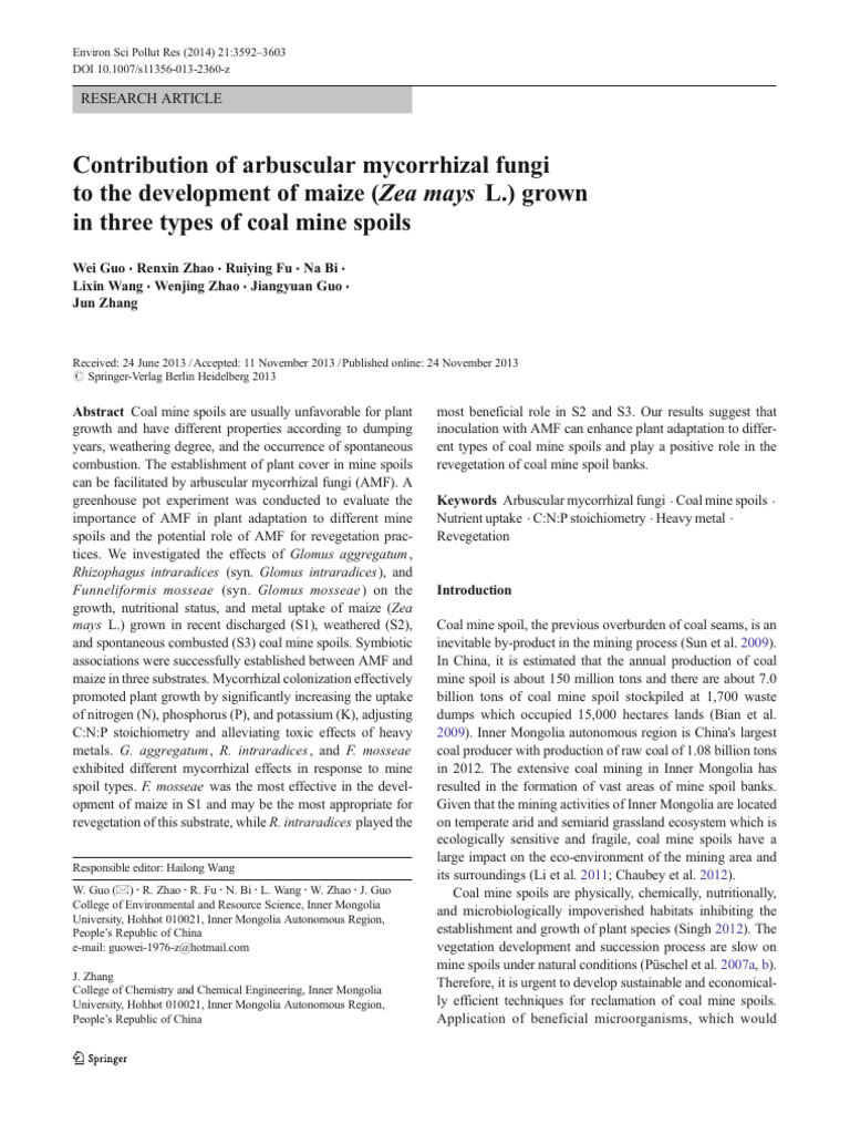 Guo 2013 Contribution of Arbuscular Mycorrhizal Fungi To The ... Guo 2013 Contribution of Arbuscular Mycorrhizal Fungi To The ...