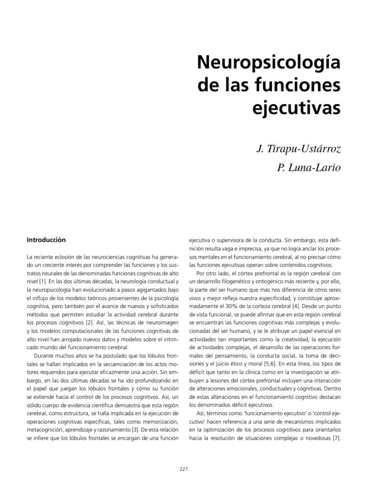 Neuropsicología De Las Funciones Ejecutivas Páginas Eliminadas Pdf