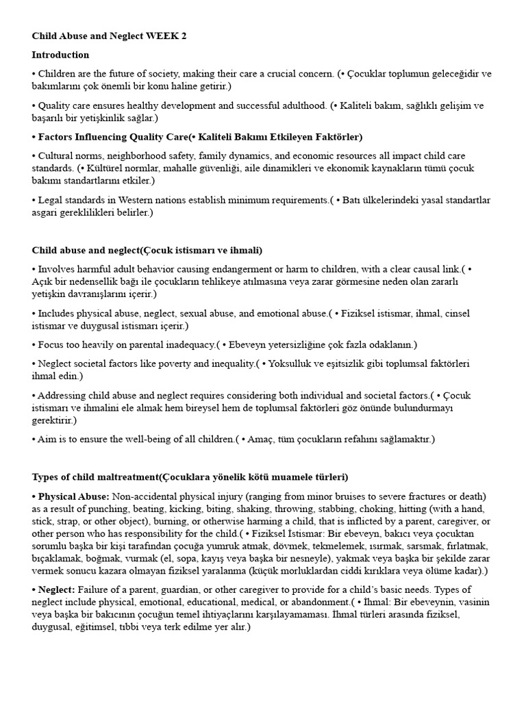 Child Abuse and Neglect WEEK 2 | PDF