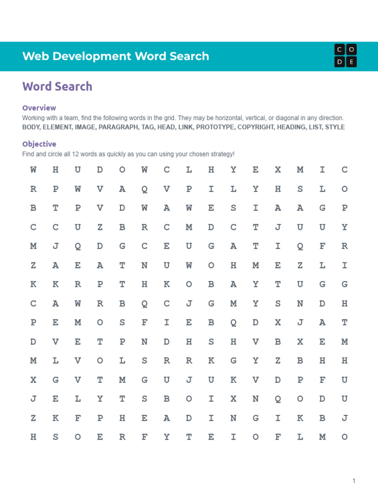 U2L01 Activity Guide - Word Search | PDF