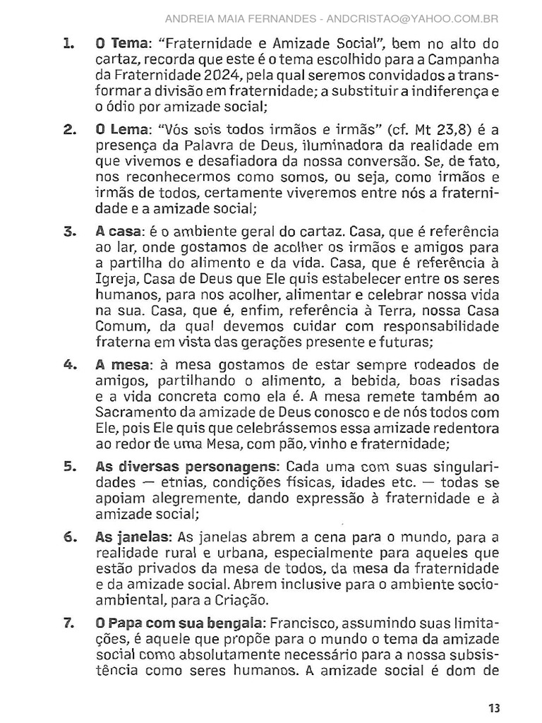 Texto Base Cf 2024 Fraternidade e Amizade Social PDF | PDF | Amizade