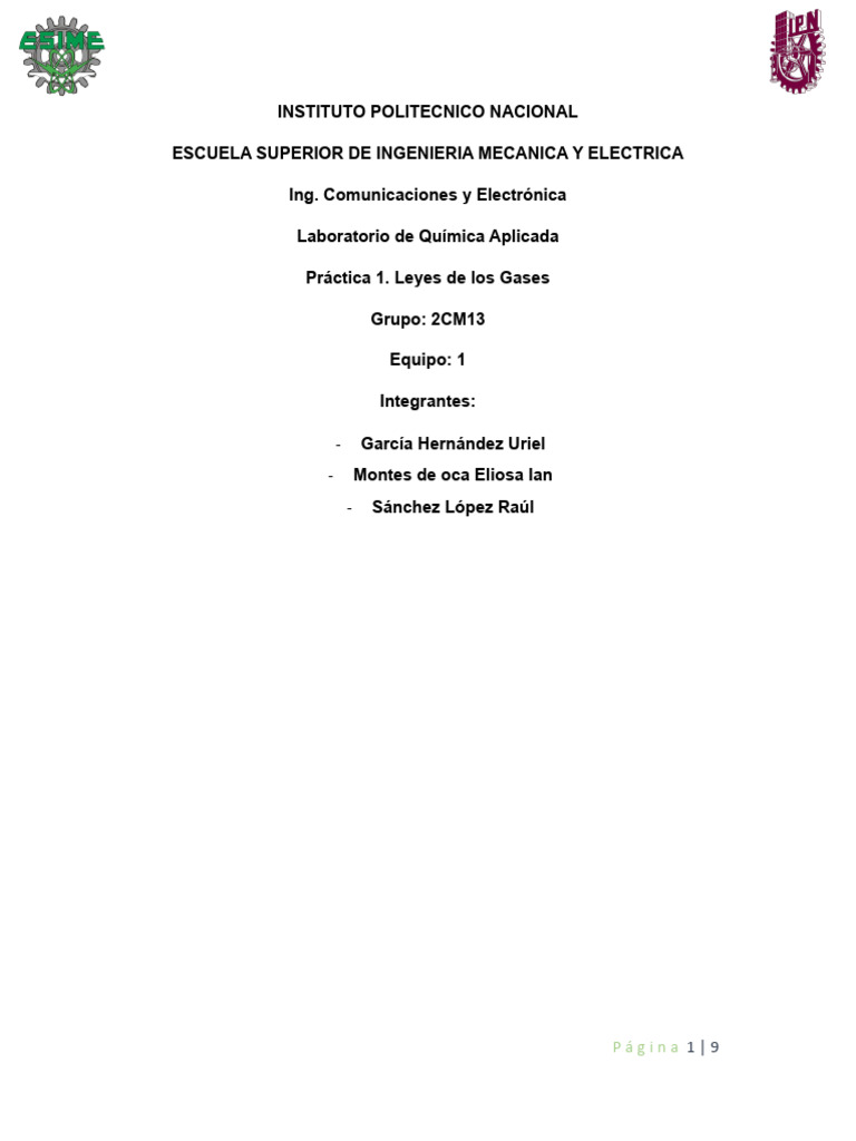 Practica 1QAP | PDF | Gases | Ingeniería mecánica
