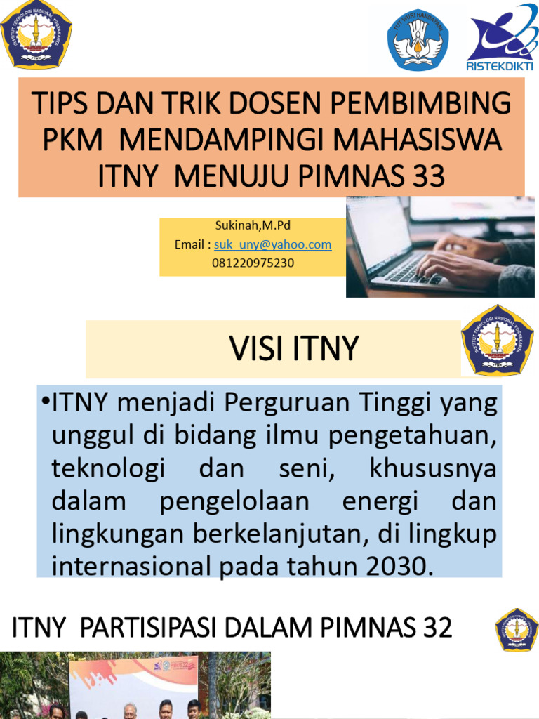Tips Dan Trik Dosen Pembimbing PKM Menuju Pimnas 33 Itny 2019 | PDF
