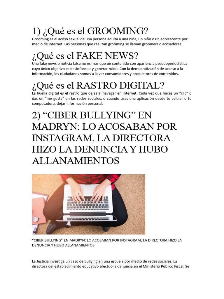 Qué Es El GROOMING | PDF | Acoso cibernético | Abuso infantil