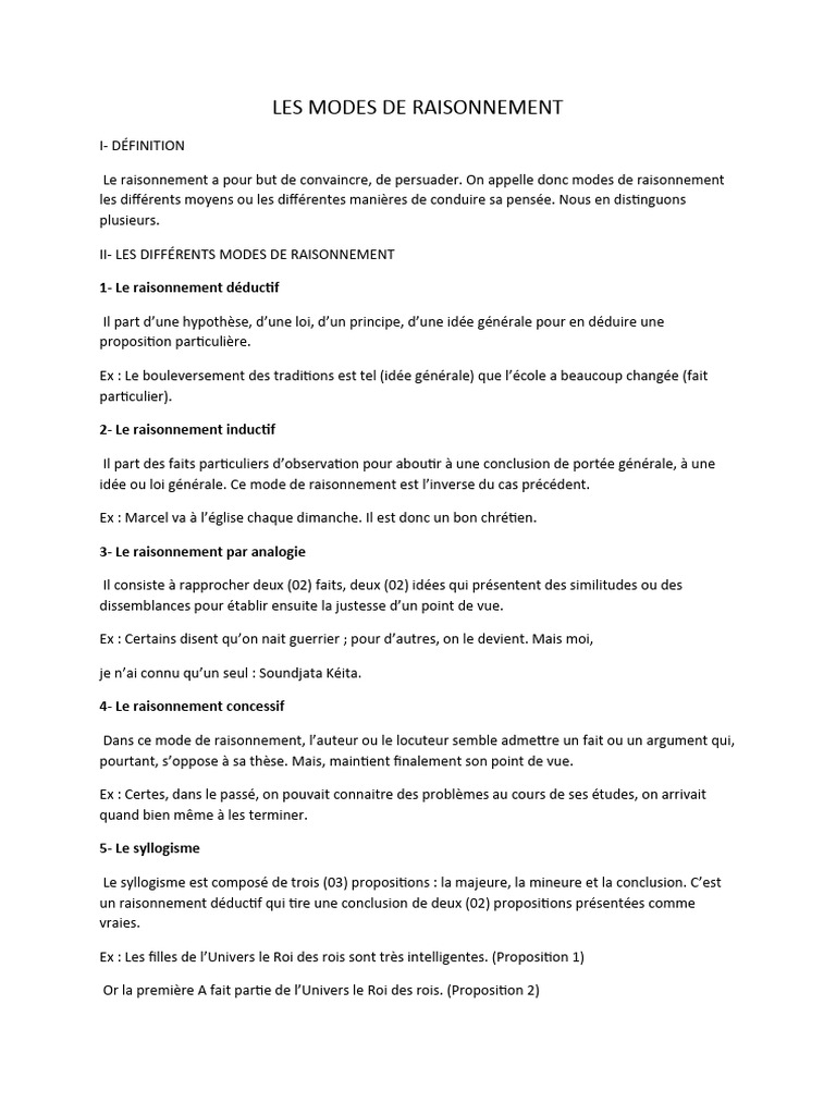 Modes de Raisonnement Détaillés | PDF | Philosophie