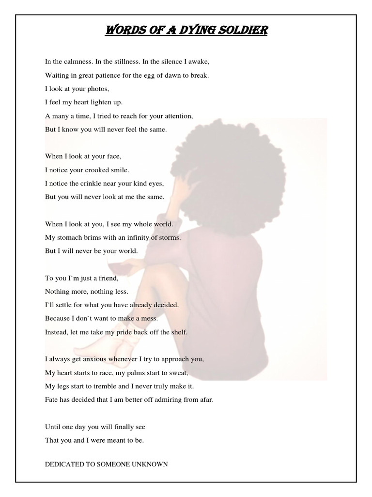 Words of A Dying Soldier | PDF | Poetry