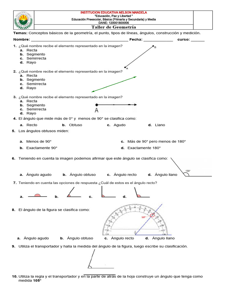 Taller de Geometria Conceptos Basicos 4° y 5° | PDF