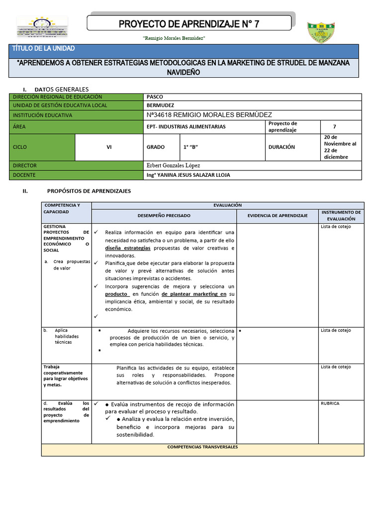 Experiencia de Aprendizaje N°7 1ero B | PDF | Marketing | Aprendizaje