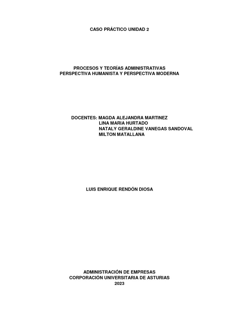 Caso Practico U2 | Descargar gratis PDF | Business | Liderazgo