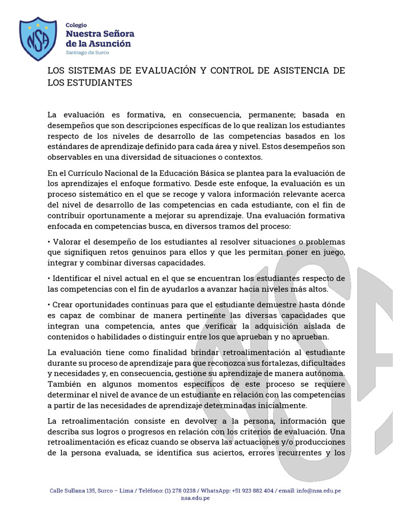 Los Sistemas de Evaluacion y Control de Asistencia | PDF | Evaluación | Aprendizaje