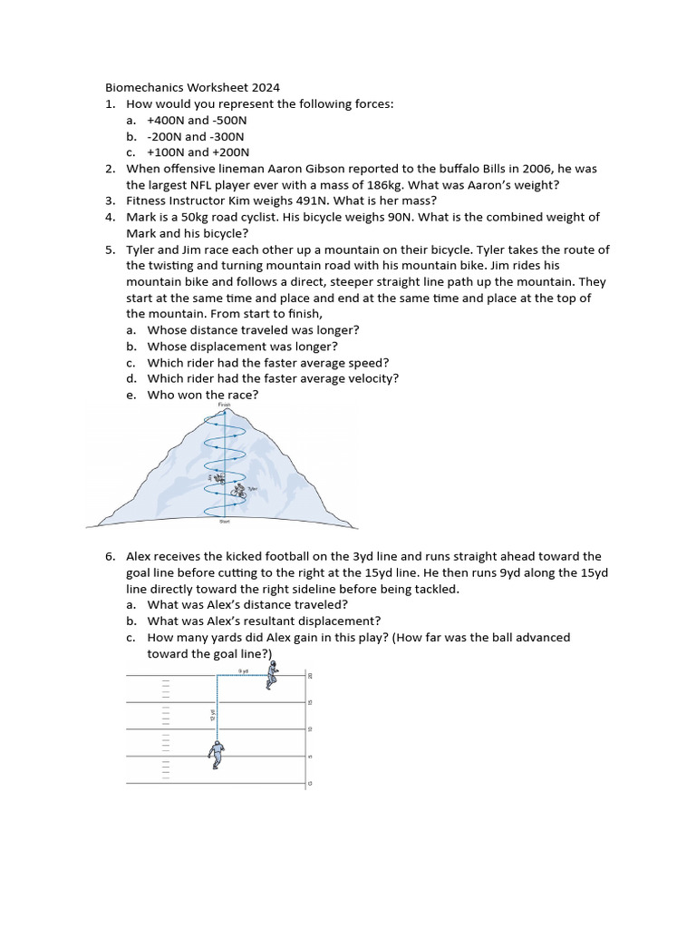 Biomechanics Worksheet 2024 | Download Free PDF | American Football