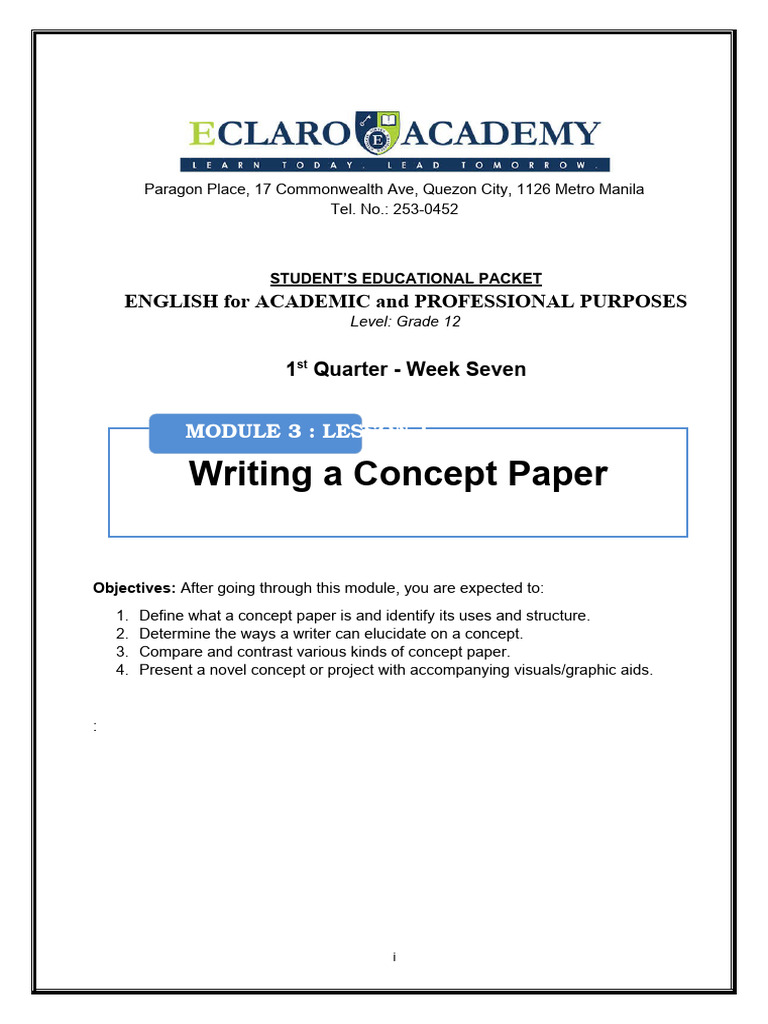 WEEK 7 - EAPP - WRITING A CONCEP PAPER | PDF | Hand Washing | Methodology