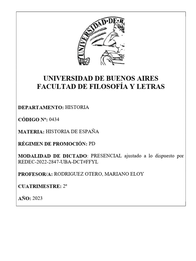 0434 - Historia de España - B - Rodríguez Otero - 2C 2023 | PDF ...