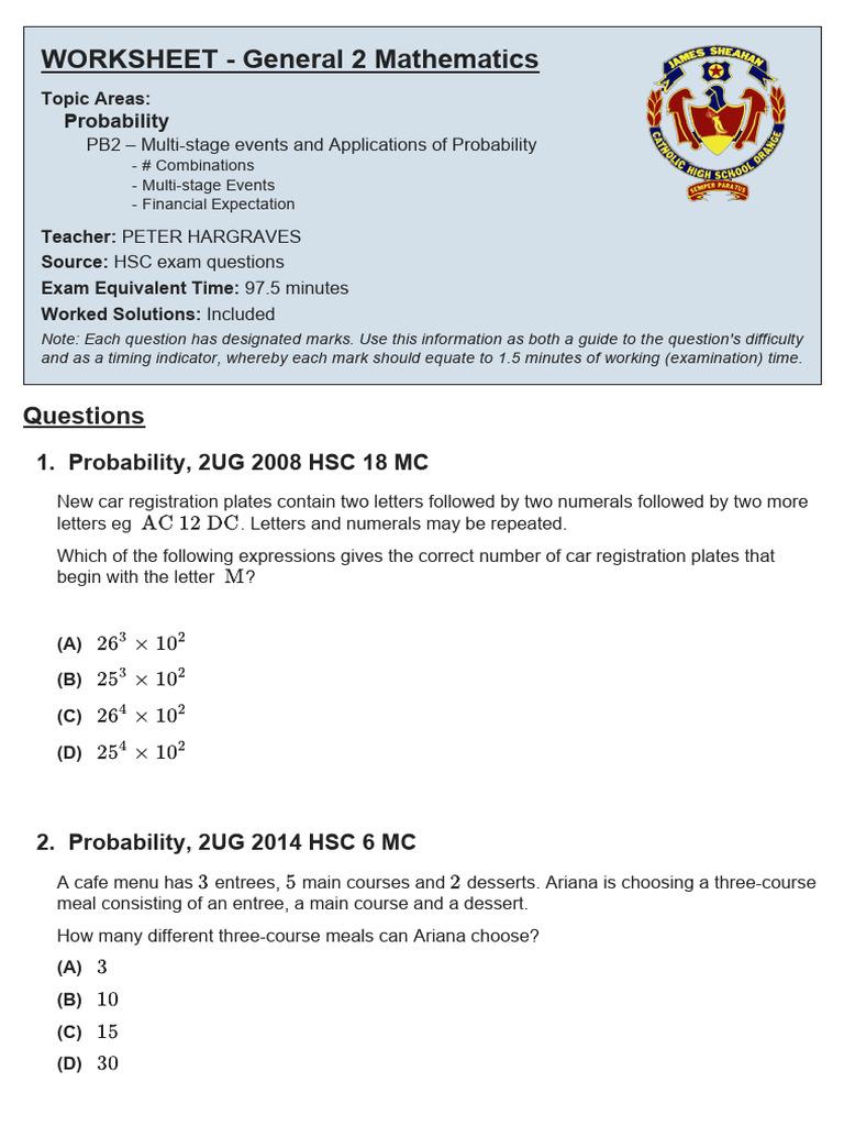 Prob Standard Math | PDF | Probability | Personal Identification Number