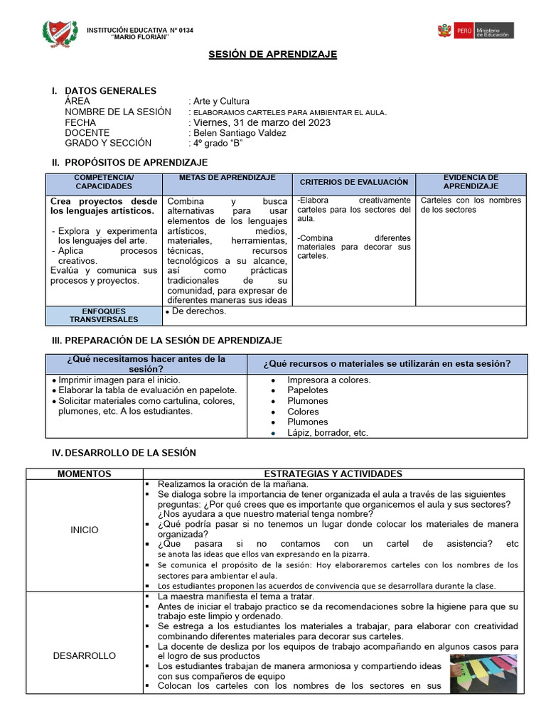 Sesion Arte 21 Marzo | Descargar gratis PDF | Evaluación | Salón de clases Sesion Arte 21 Marzo | Descargar gratis PDF | Evaluación | Salón de clases