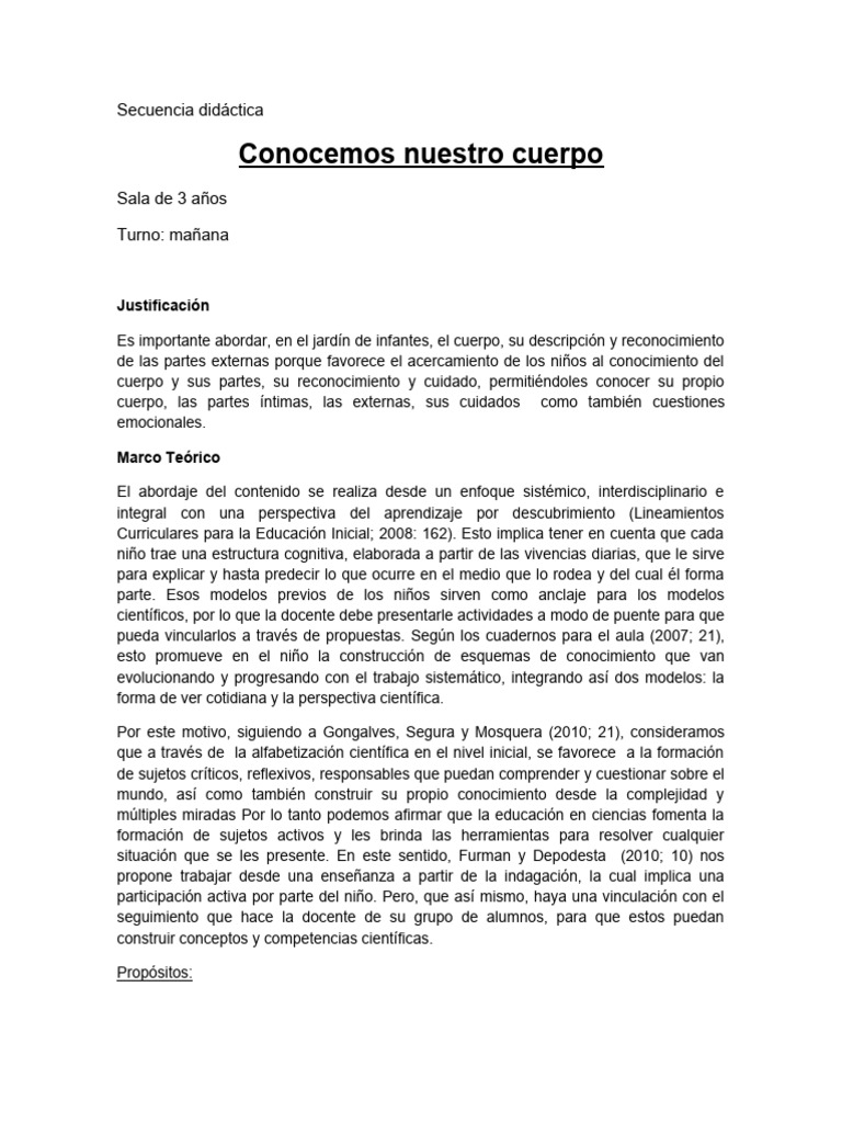 Conocemos Nuestro Cuerpo Pdf Educación De La Primera Infancia