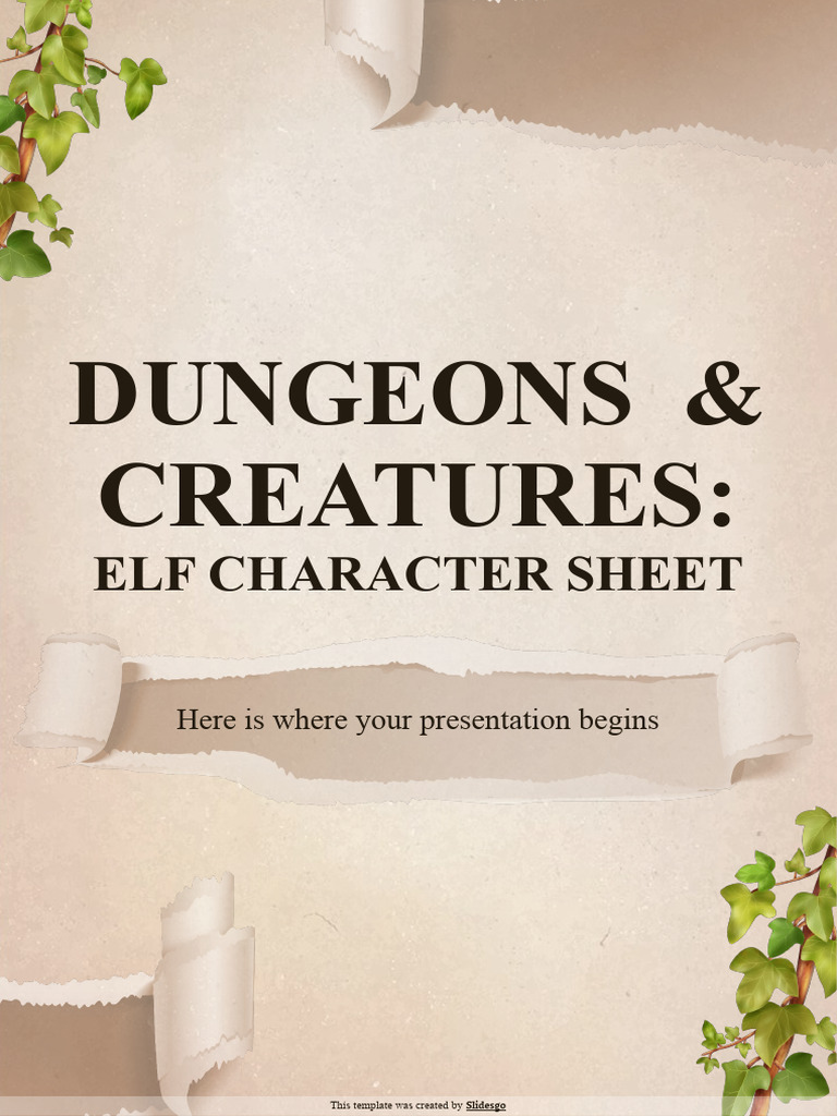 Dungeons and Creatures_ Elf Character Sheet by Slidesgo | PDF ...