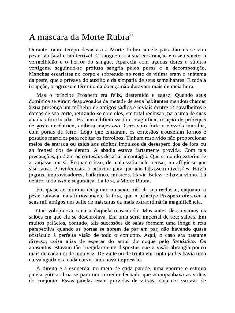 A Máscara Da Morte Rubra - Edgar Allan Poe | PDF | Edgar Allan Poe