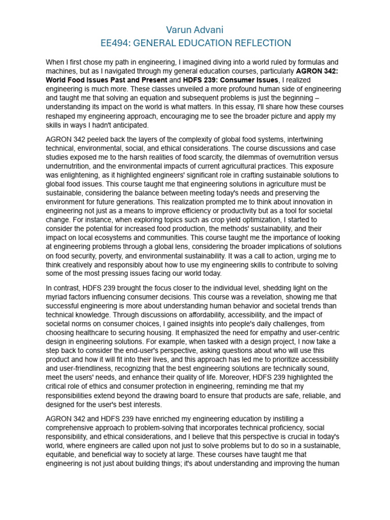 Engineering Reflection: Broader Impacts | PDF | Sustainability ...