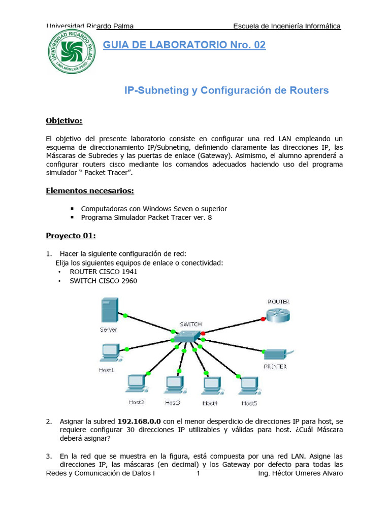 Laboratorio 02 Campos | PDF | Dirección IP | Enrutador (Computación)