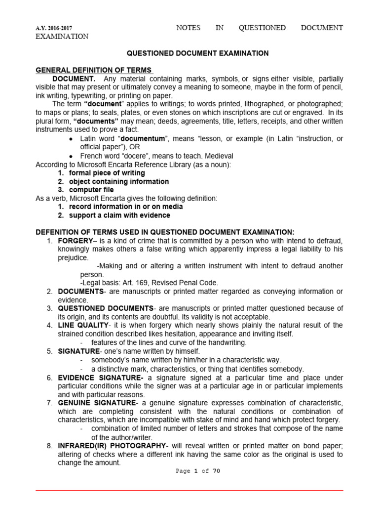 Key Terms in Questioned Document Examination | PDF | Signature
