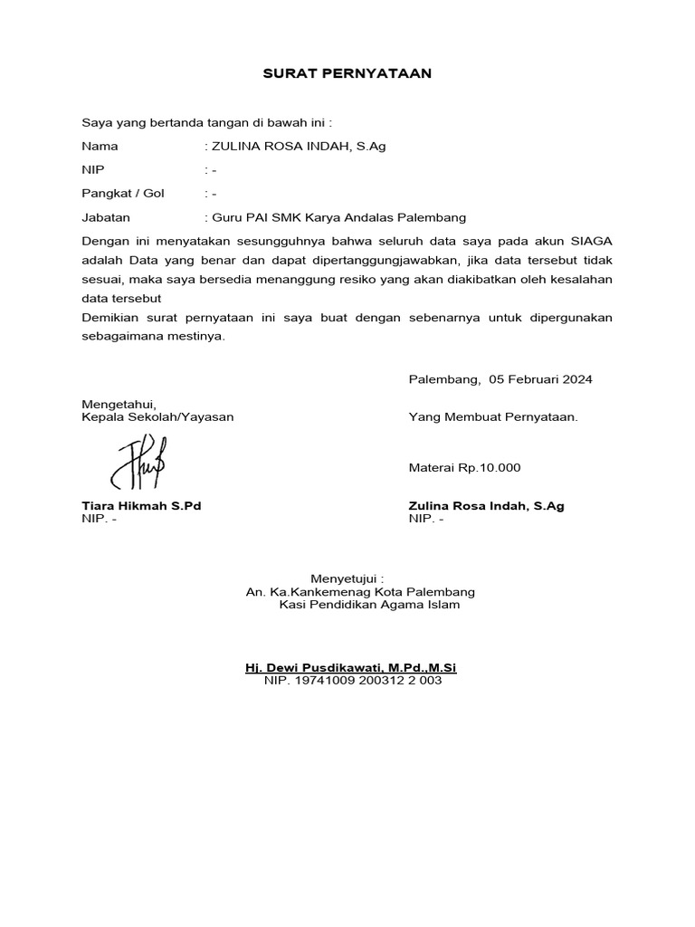 Format Standby Statement yang Valid | PDF | Kesehatan Holistik