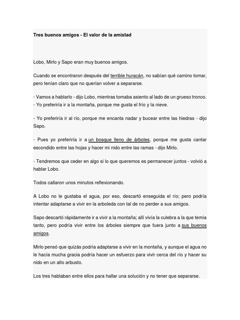 LECTURA Tres Buenos Amigos | PDF