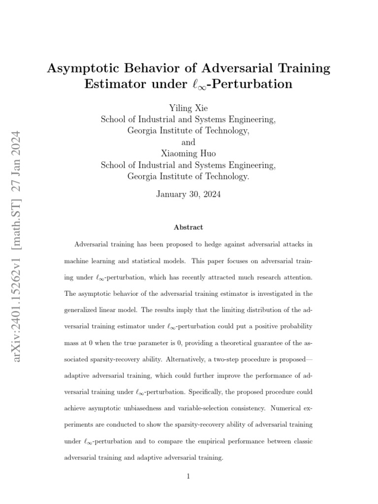 Asymptotic Behavior of Adversarial Training | PDF | Regression Analysis | Linear Regression