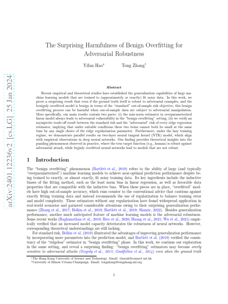 The Surprising Harmfulness of Benign Overfitting For | PDF | Linear ... The Surprising Harmfulness of Benign Overfitting For | PDF | Linear ...
