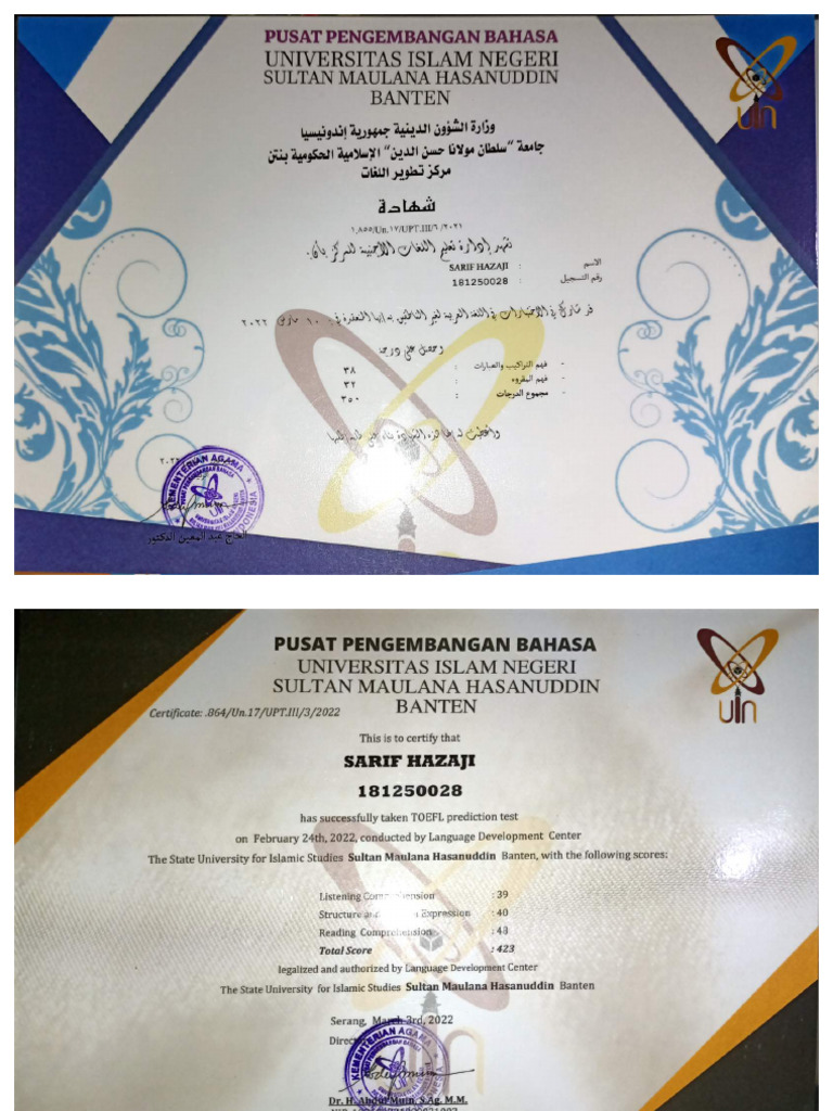 Sertifikat TOEFL pdf-dikompresi | PDF