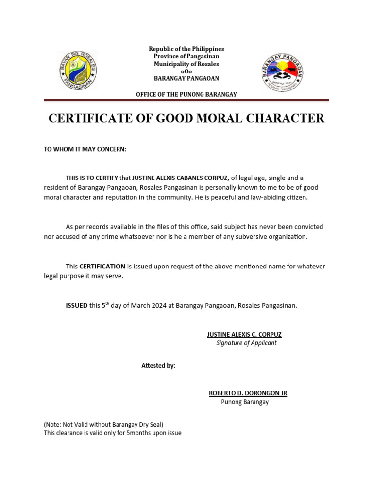 Good Moral Character | PDF