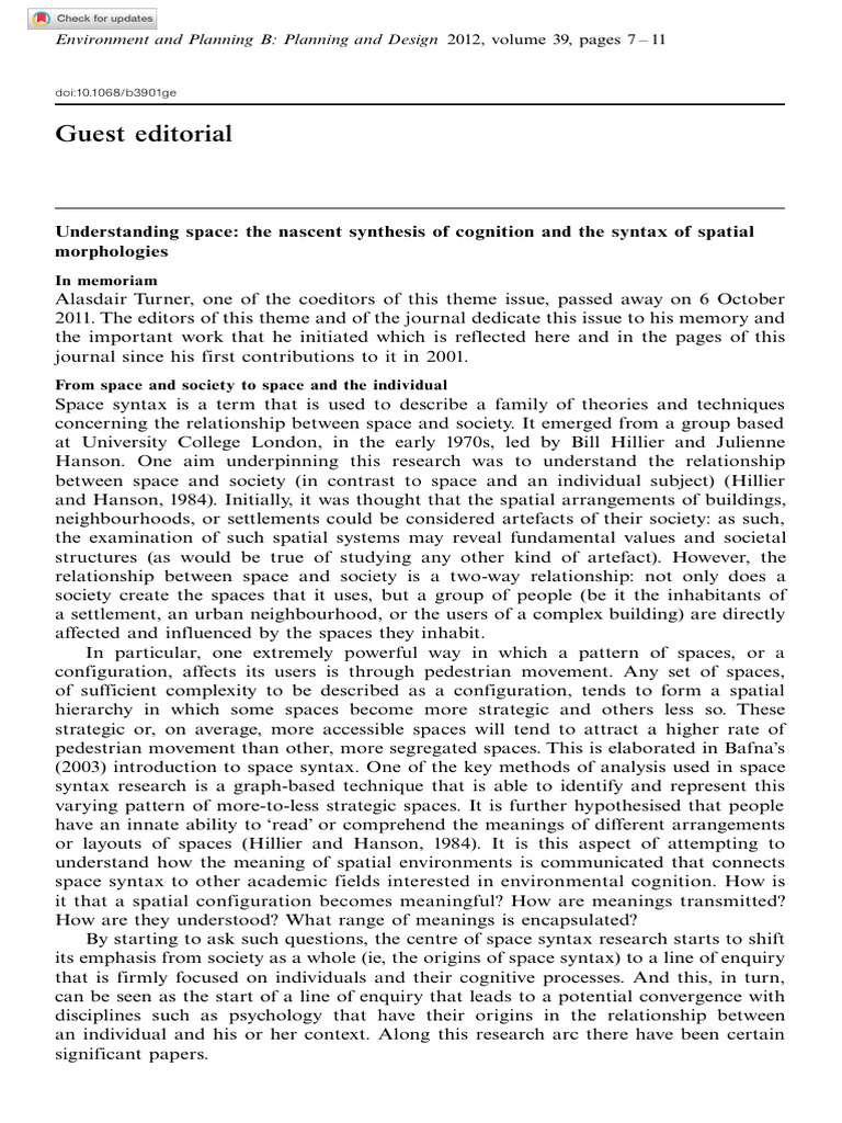 Understanding Space The Nascent Synthesis of Cognition | PDF | Cognitive Science | Cognition