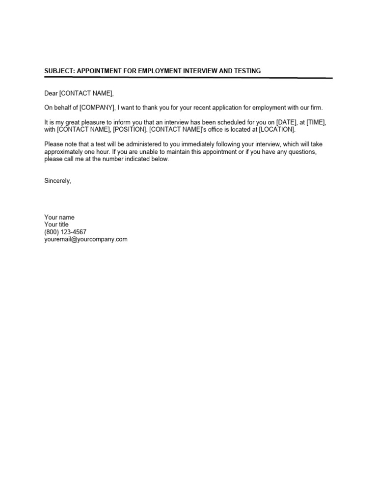 Module 2.1.2c - Appointment For Employment Interview and Testing | PDF