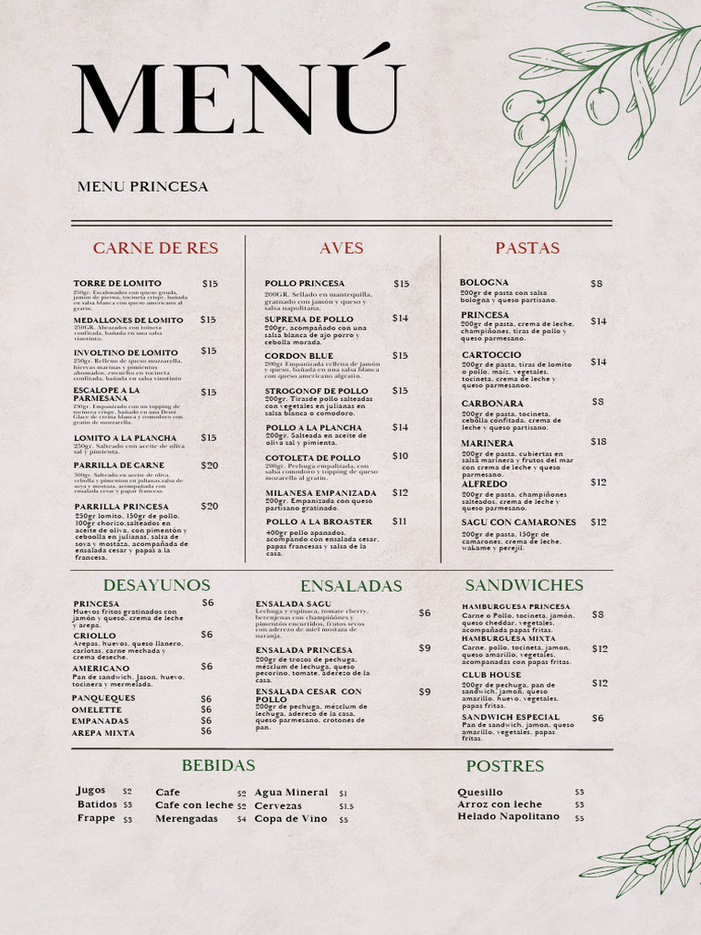 Menú Sagu: Delicias de Carne y Más | PDF | ensalada | Mariscos